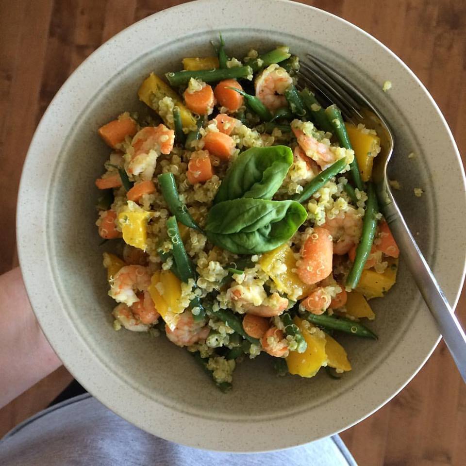 Shrimp & Veggie Pesto "Risotto" with Quinoa | Super You